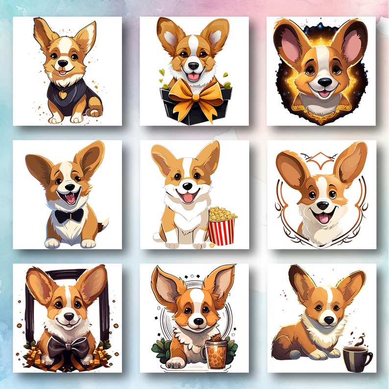 Corgi Cute Puppy Dog Clipart Digital Illustration Printable - Etsy