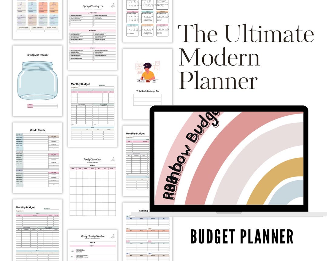 Rainbow Budget Planner | Printable Finance Organizer | Expense Tracker ...