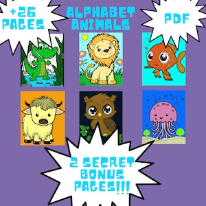 Digital Kids Alphabet Animals Kids Coloring Book - Etsy