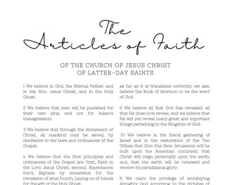 LDS PDF Printable: the Articles of Faith - Church of Jesus Christ of ...