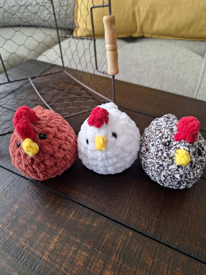 Crochet Plush Chicken, Red, White, and Speckled - Etsy