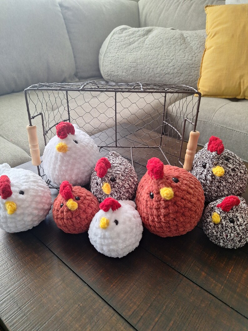 Crochet Plush Chicken, Red, White, and Speckled - Etsy