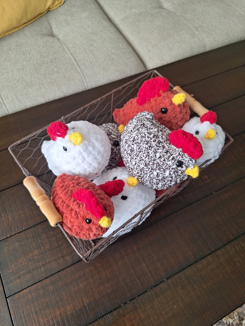 Crochet Plush Chicken, Red, White, and Speckled - Etsy