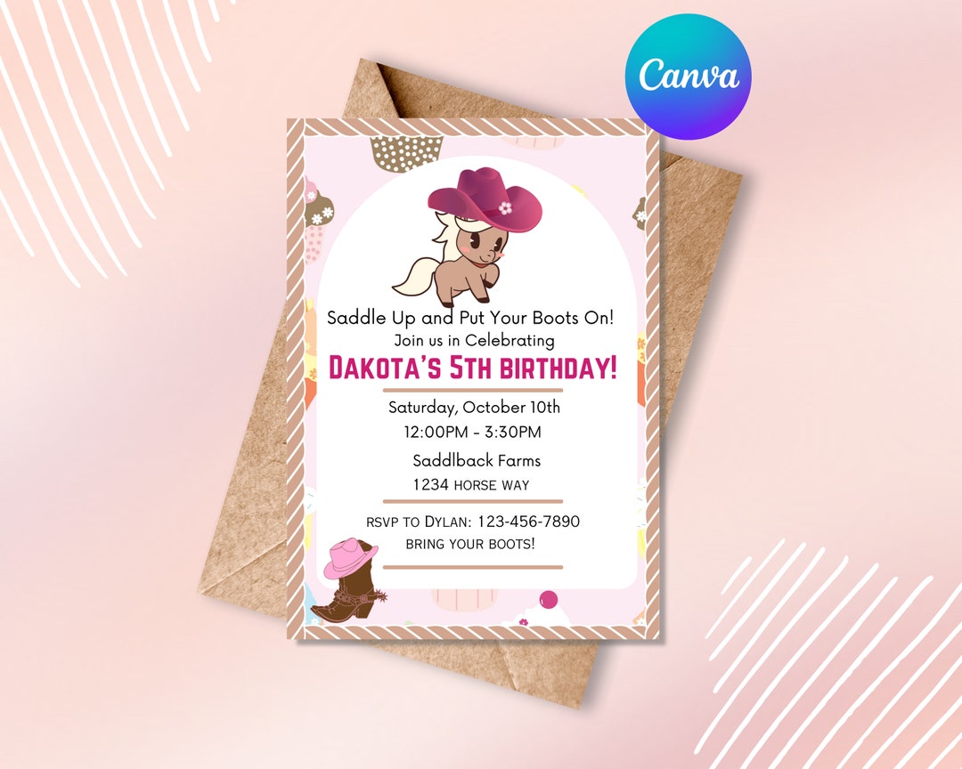 Country Party Invite Cowboy Party Template Kids Party Invite Summer ...