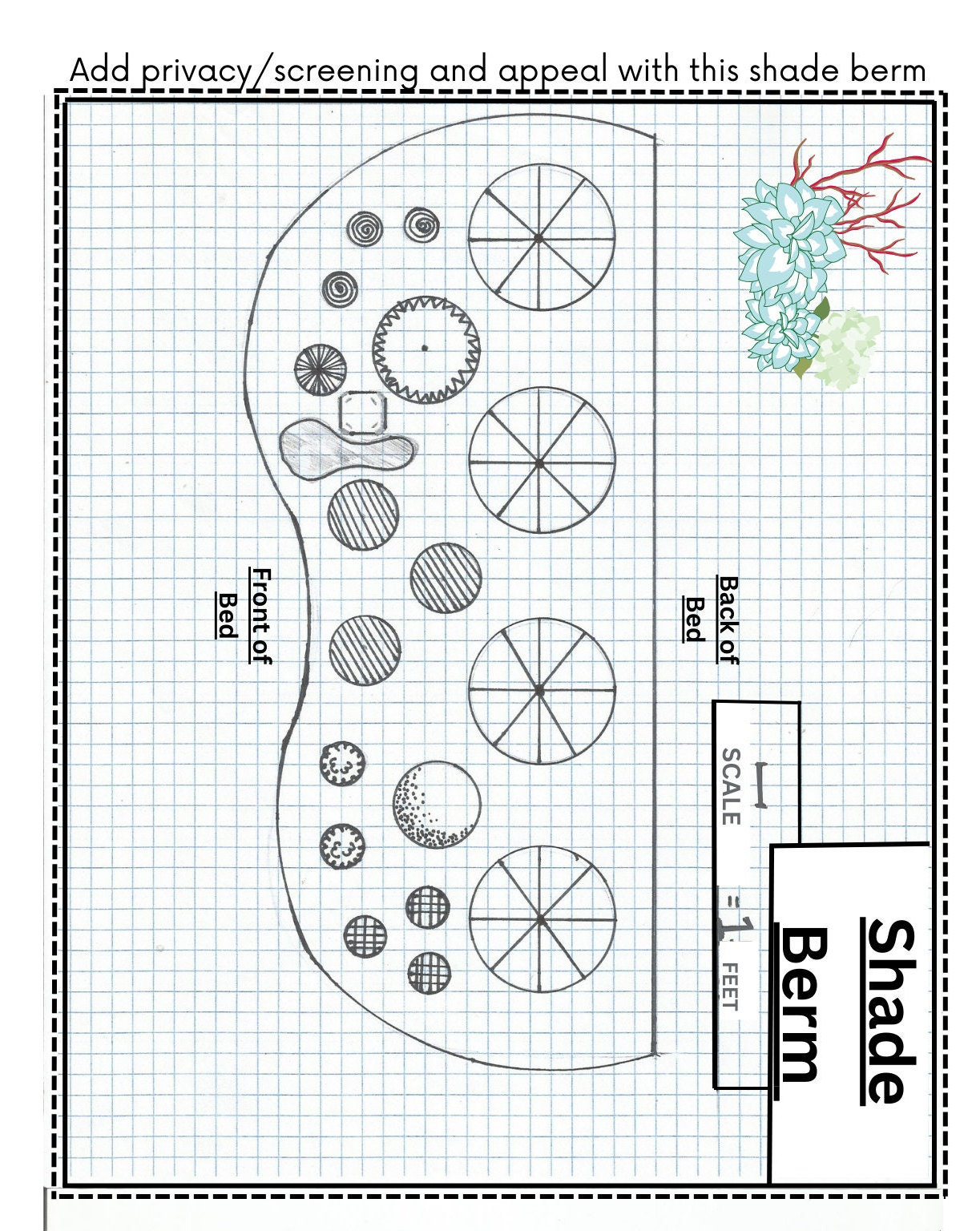 Hand Drawn, to Scale Landscape Design With 2D Rendering, Digital Print ...