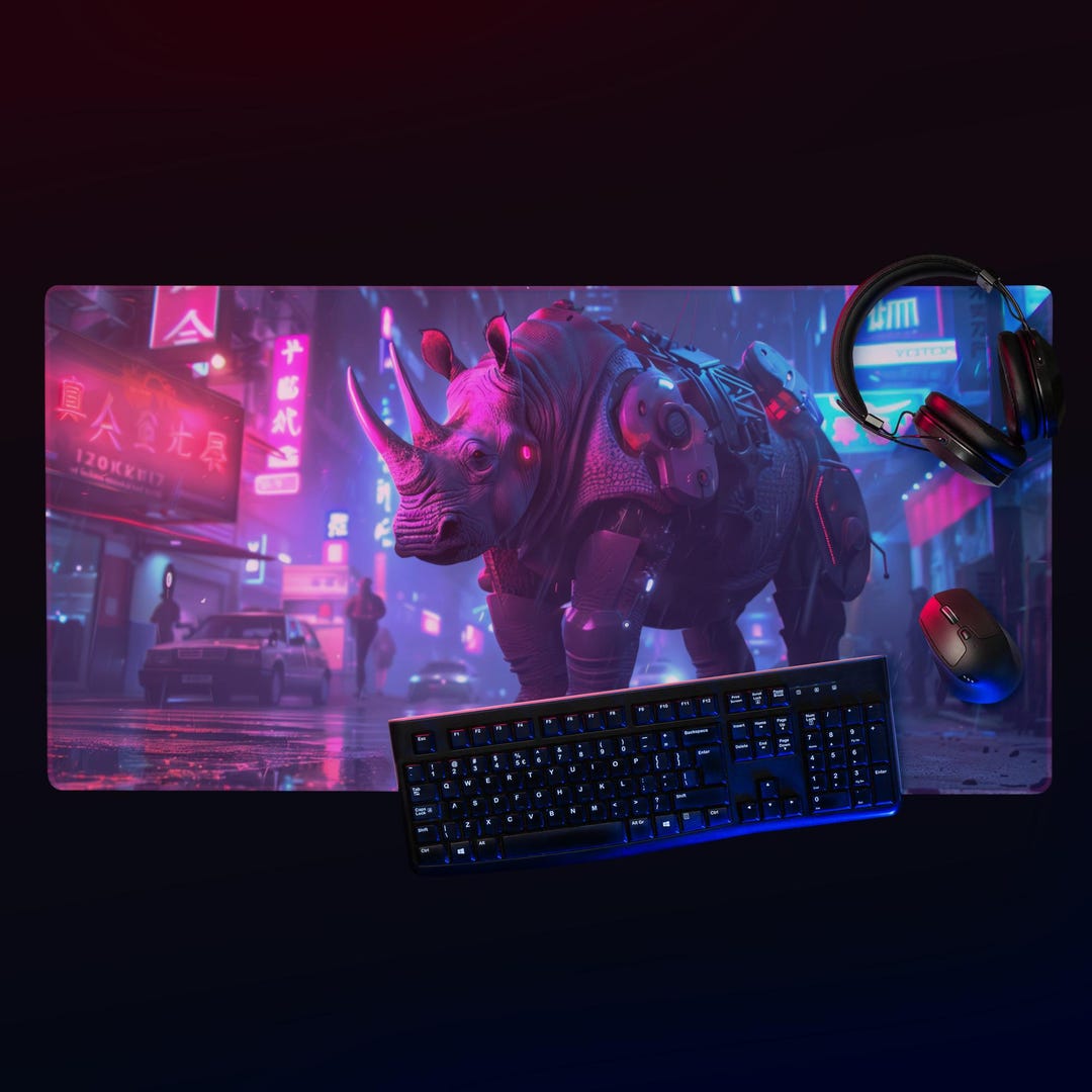 Robot Rhino Gaming Mouse Pad - Etsy