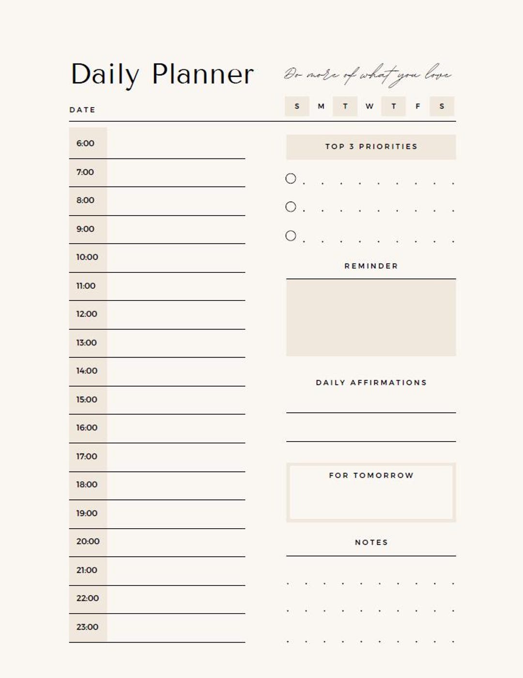 Minimalistic Printable Daily Planner - Etsy
