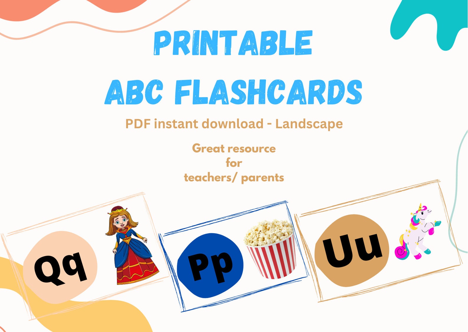 English Alphabet Flashcards landscape - Etsy