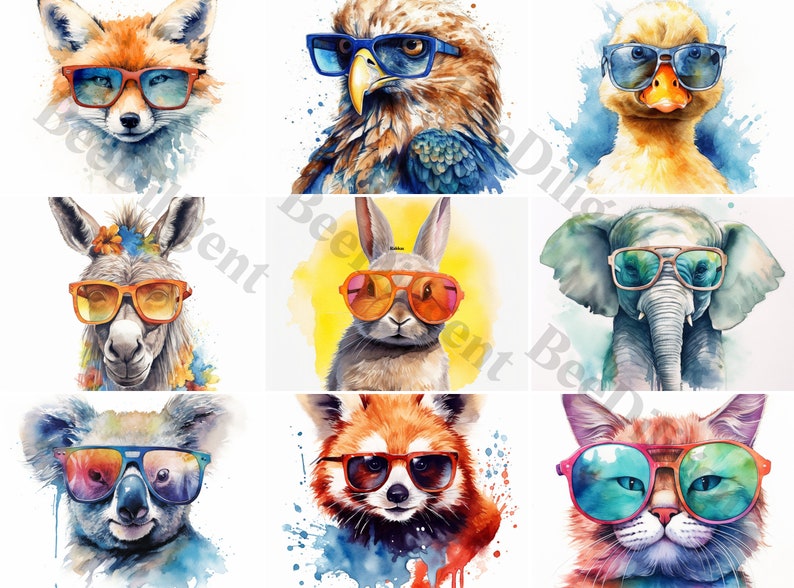 Cute Animals With Sunglasses PNG Bundle 70 Designs 400 DPI - Etsy
