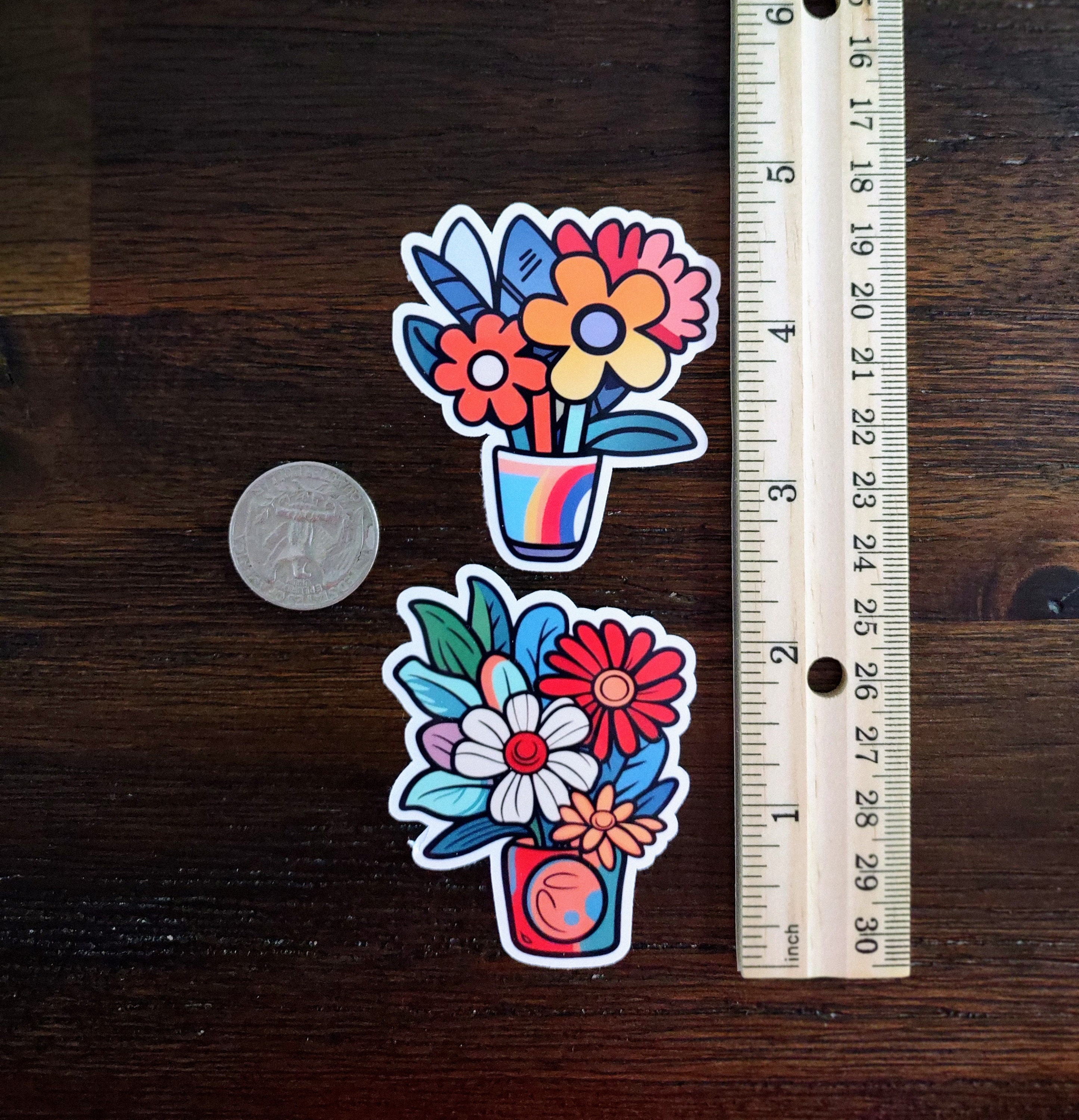 10 Pack Flower Stickers With Unique Vase Aesthetic Laptop, Phone ...