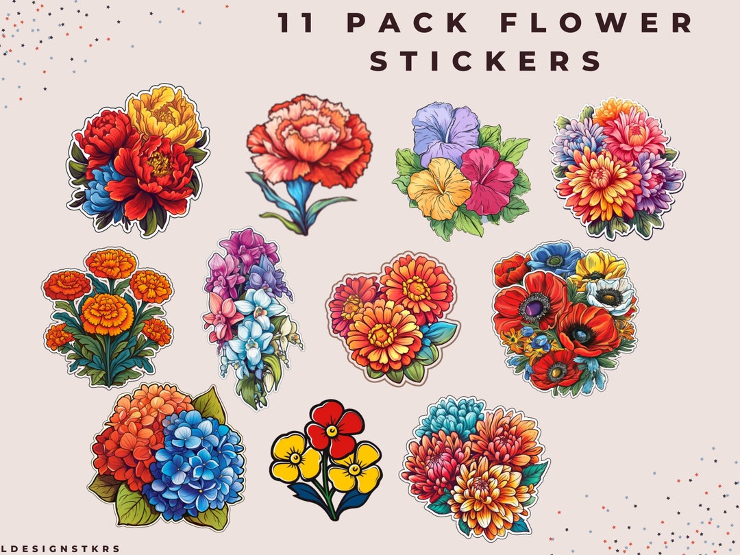 11 Pack Flower Stickers | Aesthetic Laptop, Phone, Planner, Scrapbook ...