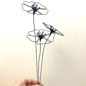 Poppy Wire Flowers Bouquet From Three Flowers/ Wire Office Decoration ...