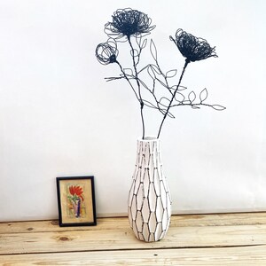 Peony Wire Flowers Bouquet From Two Flowers/ Decorative Wirework/ Home Wire Decoration/ 3D ...