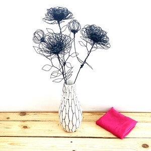 Peony Wire Flowers Bouquet From Three Flowers/ Decorative Wirework/ Home Wire Decoration/ 3D ...