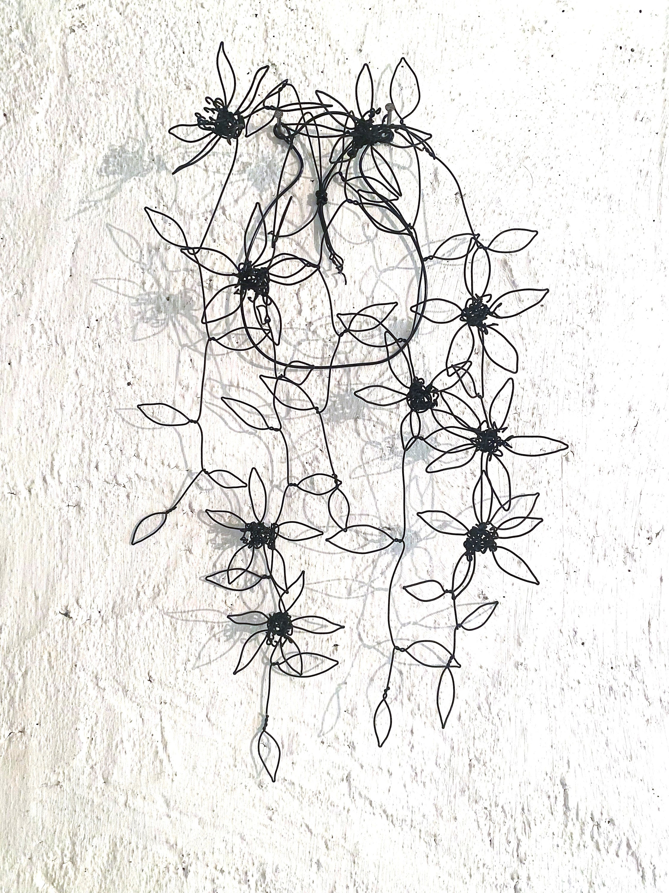 Clematis Wire Flower in Vase / Hanging Plants / Wire Office Decoration ...