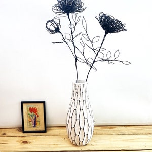 Peony Wire Flowers Bouquet From Two Flowers/ Decorative Wirework/ Home Wire Decoration/ 3D ...