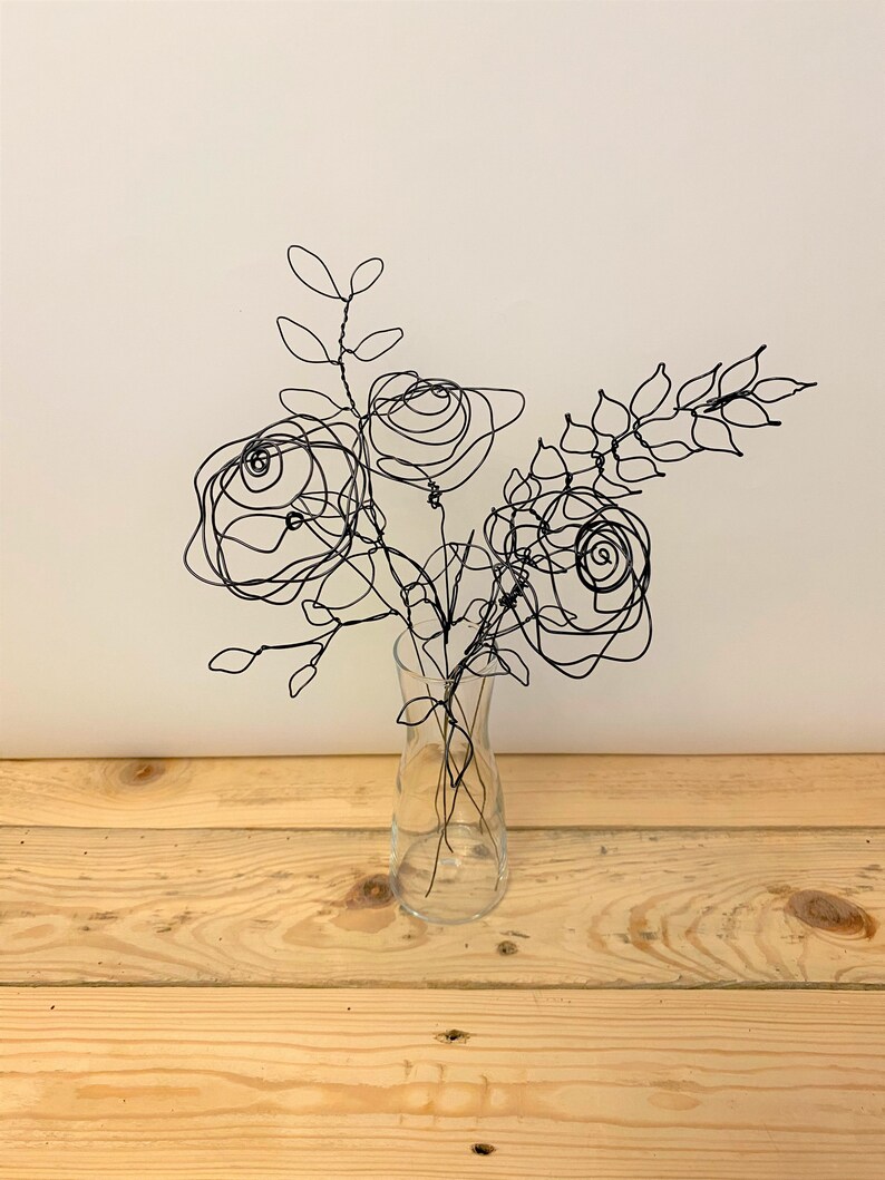 Rose Wire Flowers Bouquet From Five Flowers/ Flower Wire Art / Home ...