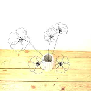 Poppy Wire Flowers Bouquet From Five Flowers/ Handmade Wire Flowers ...
