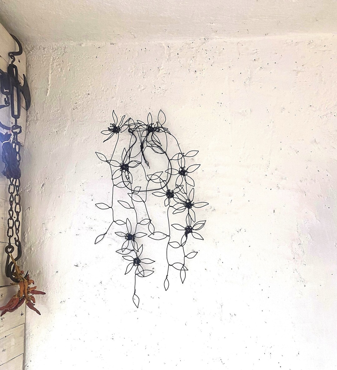 Clematis Wire Flower in Vase / Hanging Plants / Wire Office Decoration ...