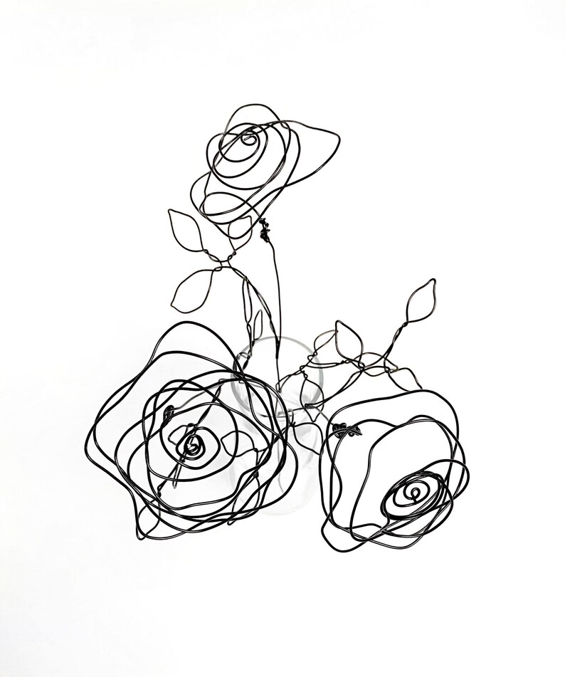 Handmade Black Steel Wire Rose Bouquet - Minimalist Floral Sculpture - Etsy