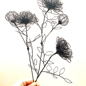 Peony Wire Flowers Bouquet From Three Flowers/ Decorative Wirework/ Home Wire Decoration/ 3D ...