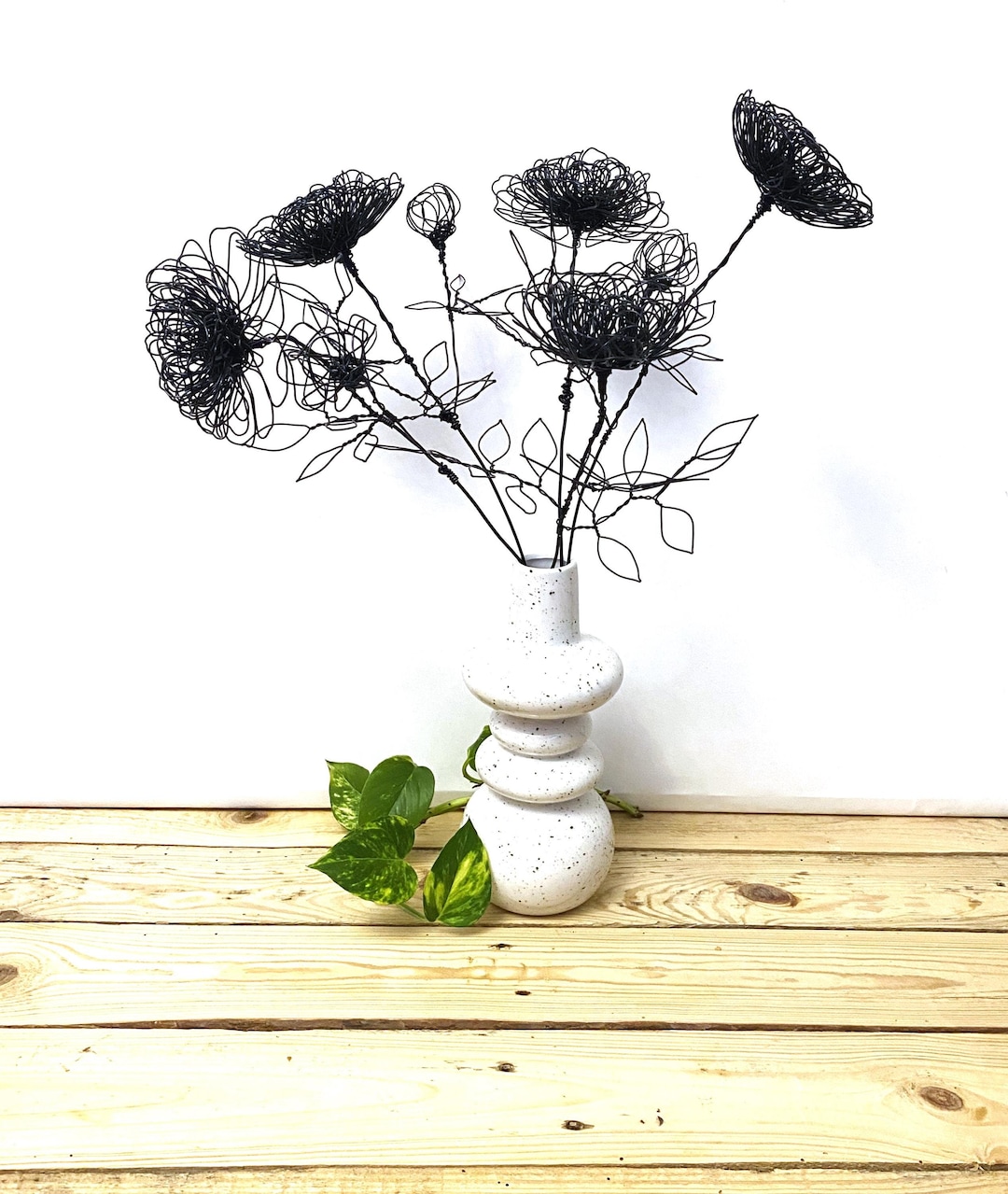 Peony Wire Flowers Bouquet From Five Flowers/ Decorative Wirework/ Home Wire Decoration/ 3D ...
