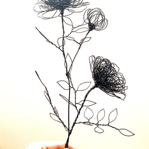 Peony Wire Flowers Bouquet From Two Flowers/ Decorative Wirework/ Home Wire Decoration/ 3D ...