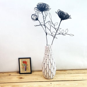 Peony Wire Flowers Bouquet From Two Flowers/ Decorative Wirework/ Home Wire Decoration/ 3D ...