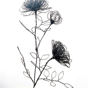 Peony Wire Flowers Bouquet From Two Flowers/ Decorative Wirework/ Home Wire Decoration/ 3D ...