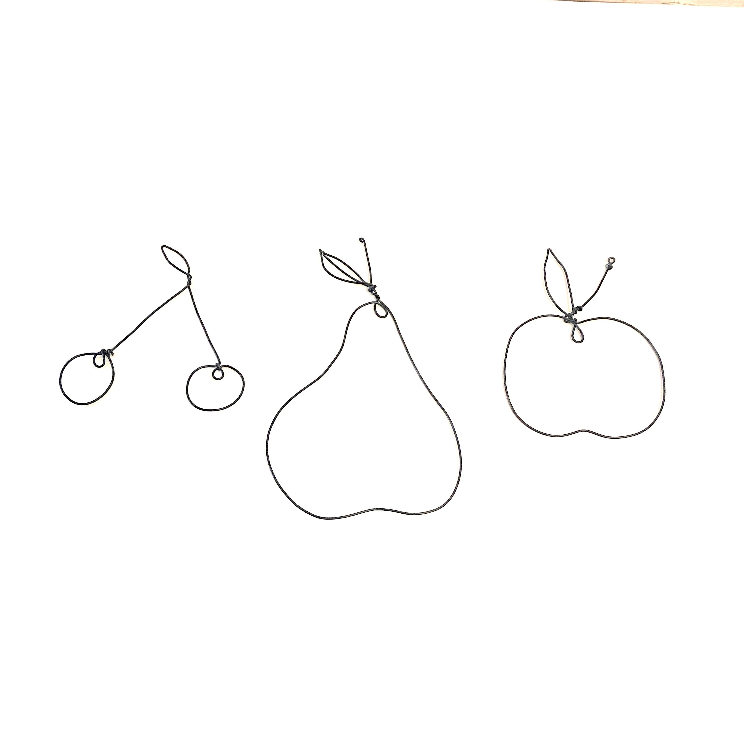 Wire Fruits Set From Three Fruits / Wall Decoration / Wire Pear / Wire ...