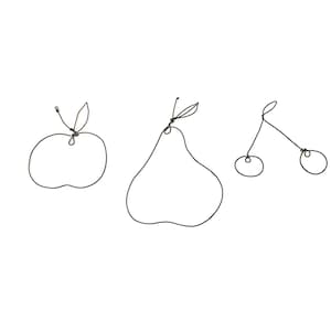 Wire Fruits Set From Three Fruits / Wall Decoration / Wire Pear / Wire ...