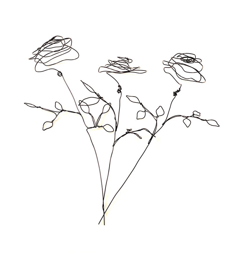 Handmade Black Steel Wire Rose Bouquet - Minimalist Floral Sculpture - Etsy