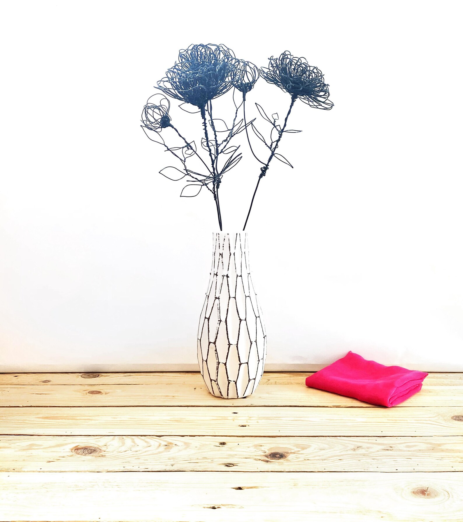 Peony Wire Flowers Bouquet From Two Flowers/ Decorative Wirework/ Home Wire Decoration/ 3D ...