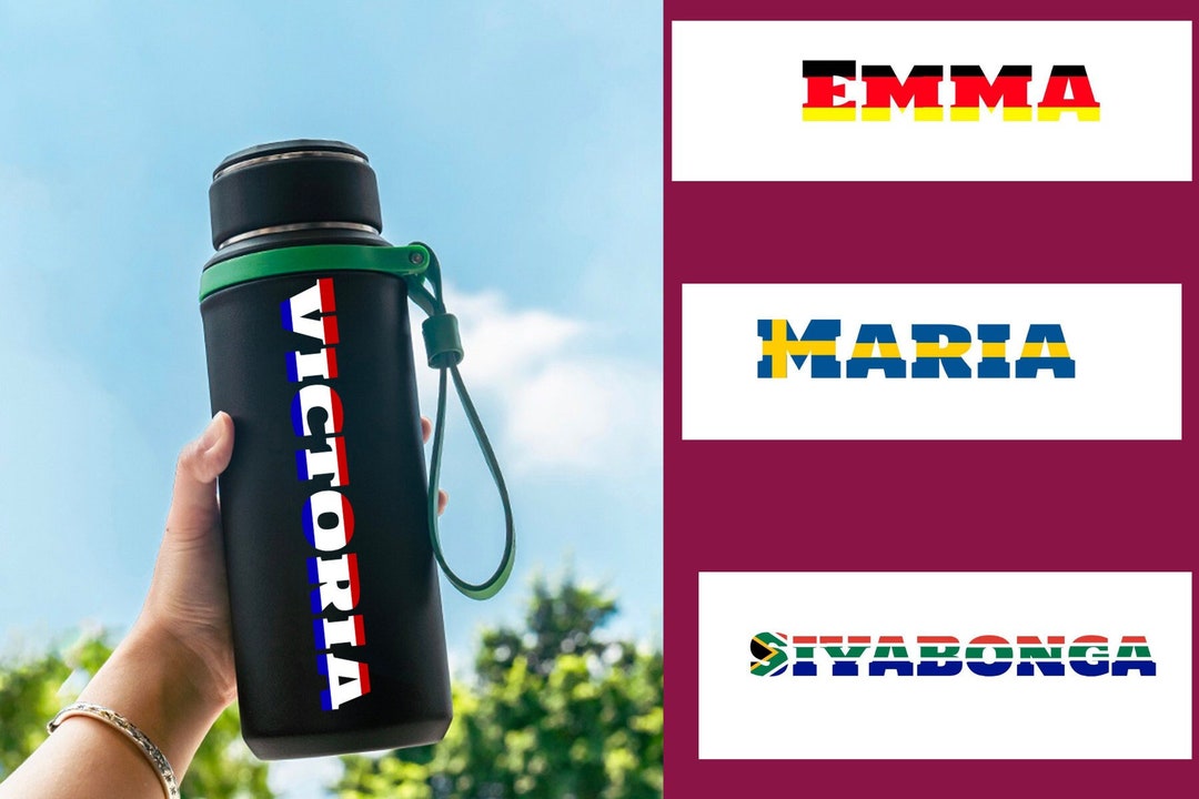 Name Flag Decal Custom Name Sticker Vinyl Name Sticker Tumbler Vinyl ...