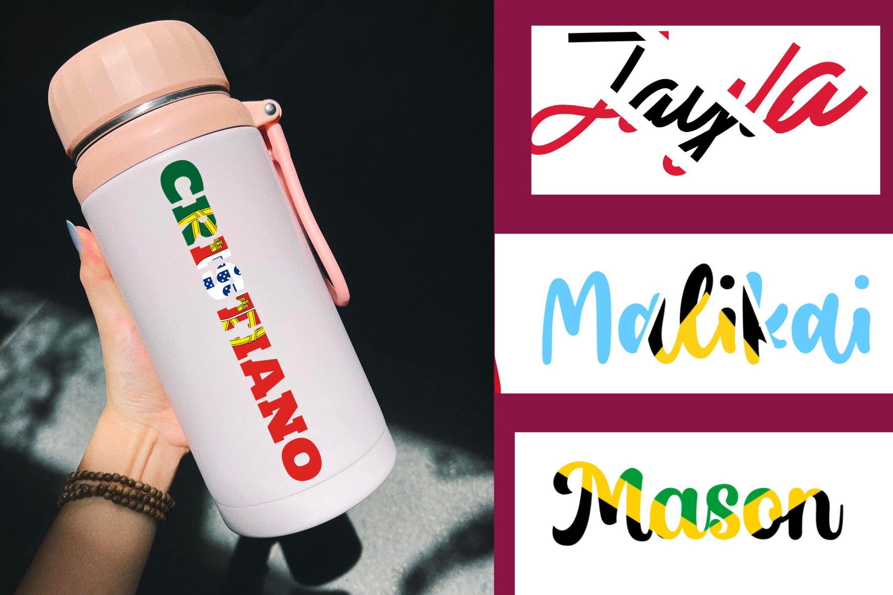 Personalized Name Labels Flag Vinyl Decal Tumblers Laptops and - Etsy