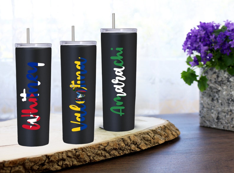 Custom Name Flag Decal Water Bottle Personalized Stickers Vinyl Name ...