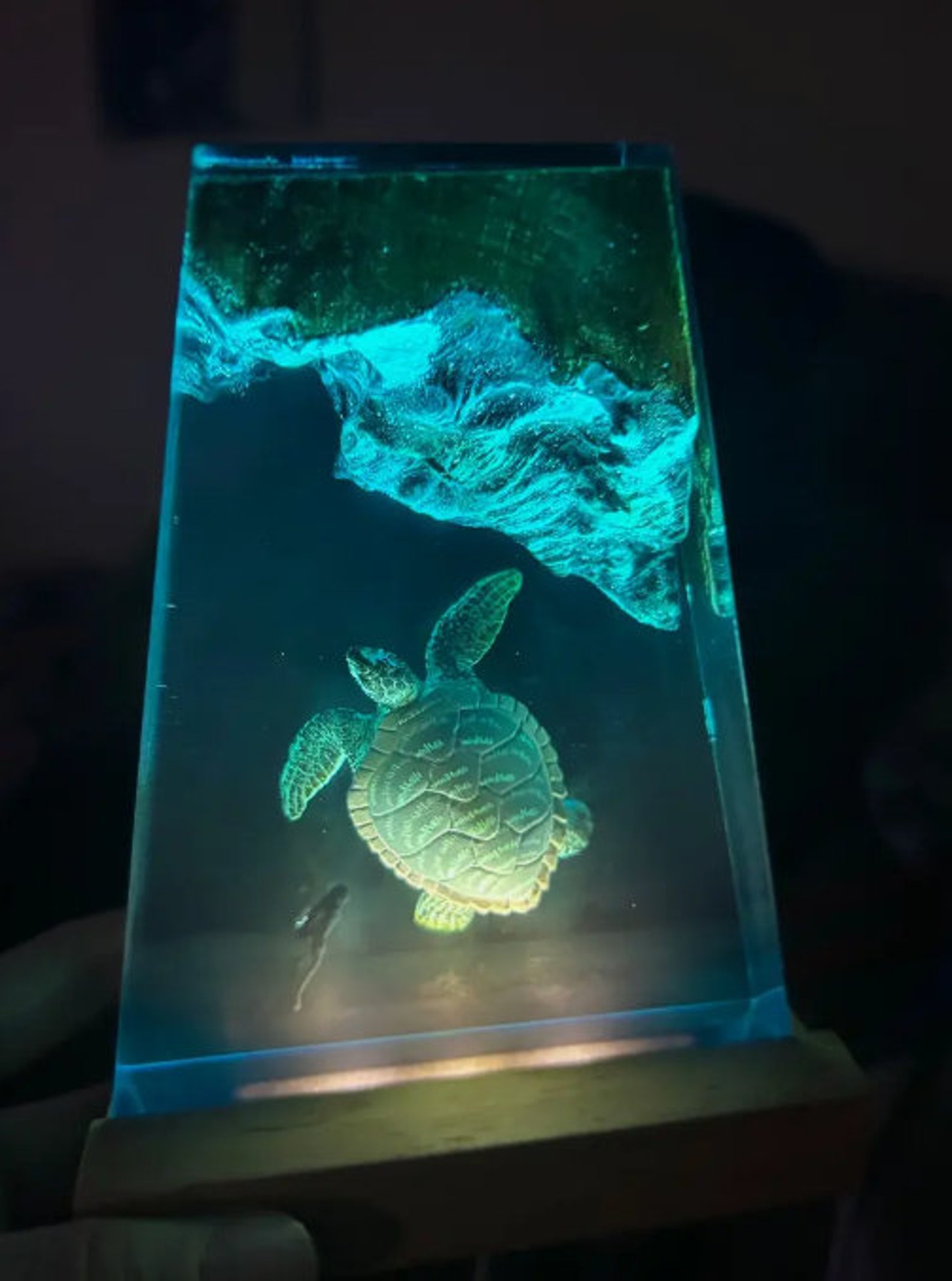 Turtle Epoxy Lamp, Resin Night Light, Resin Wood Lamp Decor, Custom ...