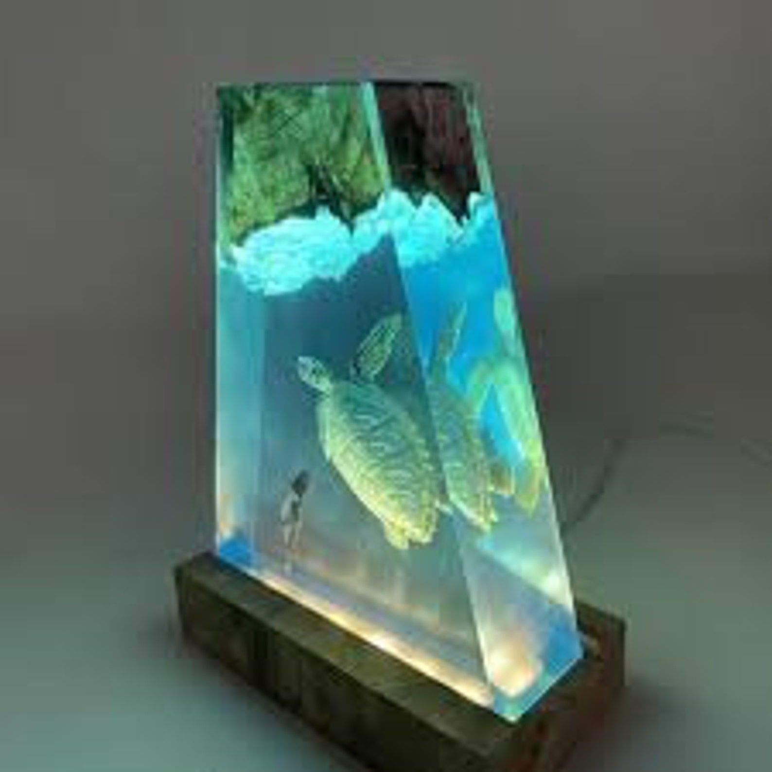 Turtle Epoxy Lamp, Resin Night Light, Resin Wood Lamp Decor, Custom ...