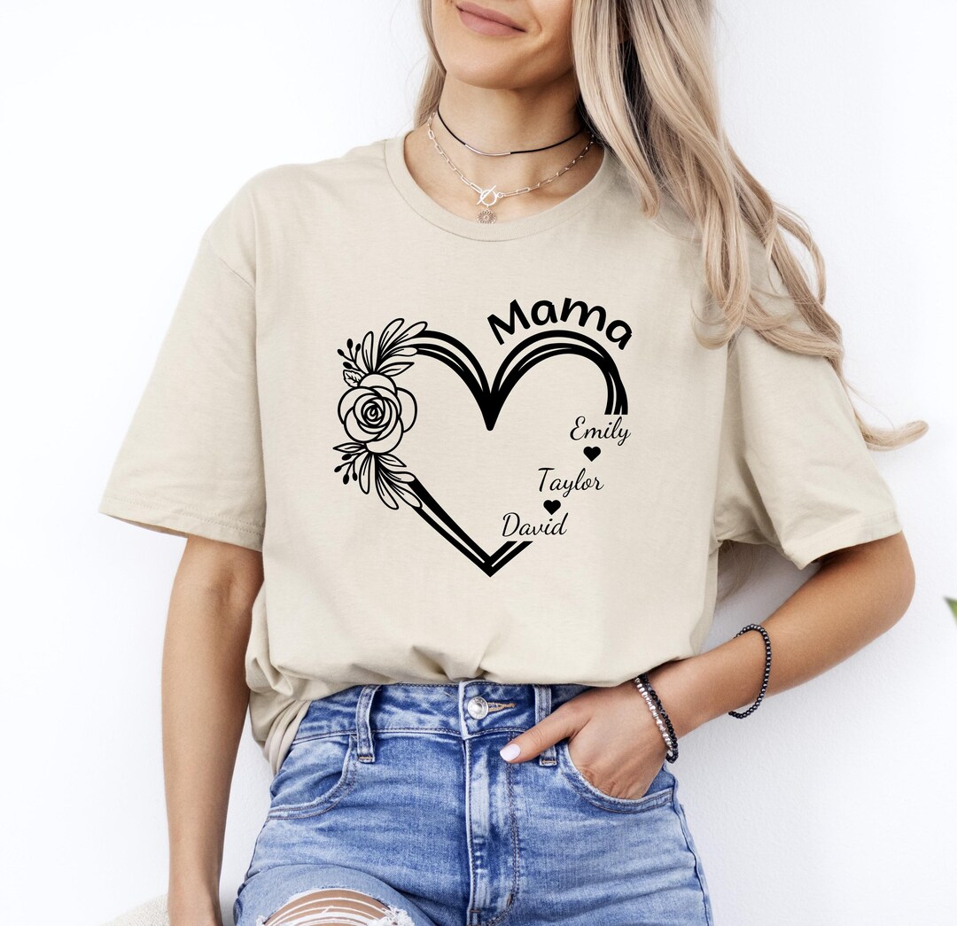 Custom Mama Shirt With Kids Names, Custom Mama Shirt, Custom Mama ...