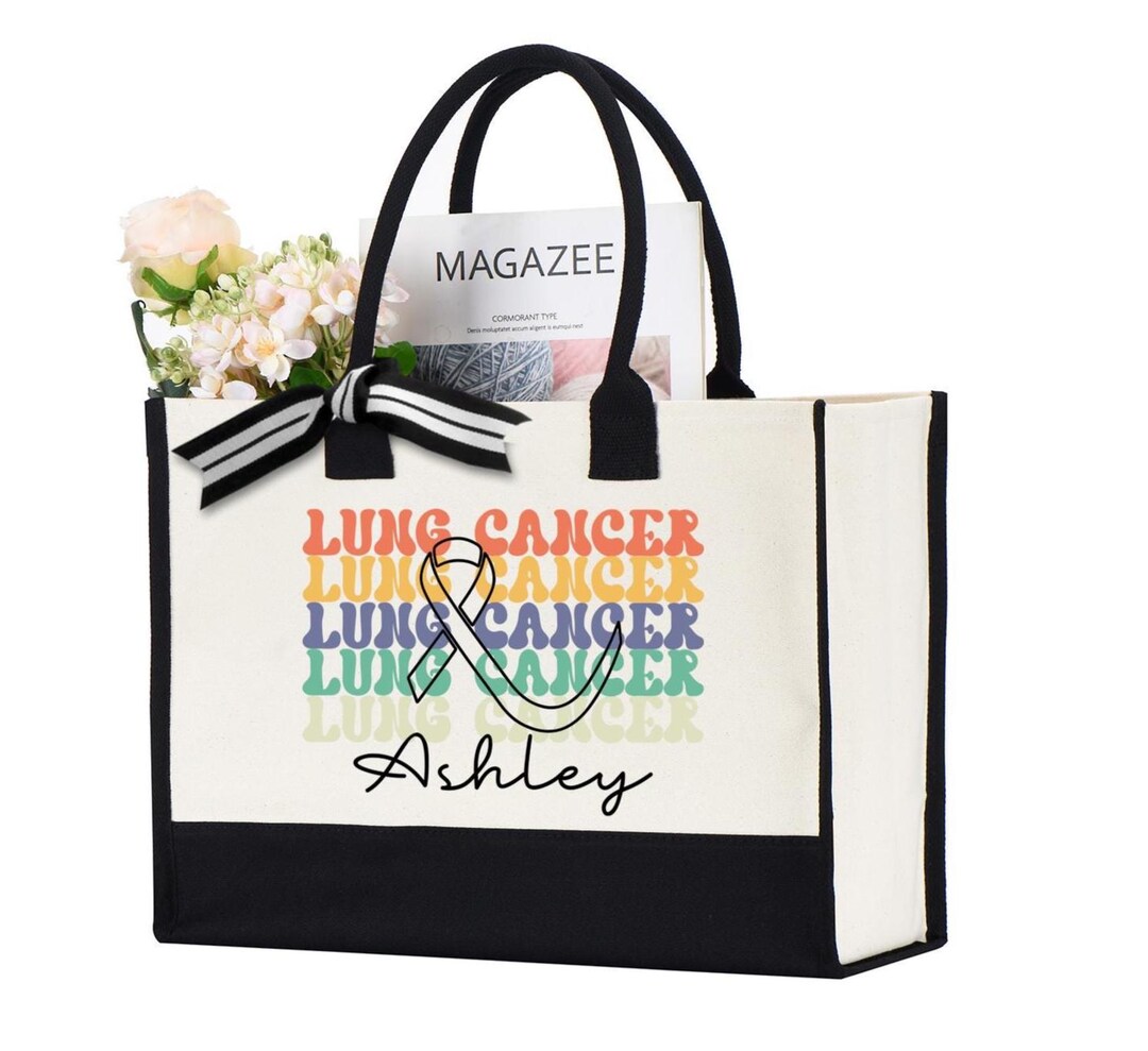 Custom Lung Cancer Bag, Lung Cancer Support Gift, Personalized Lung ...