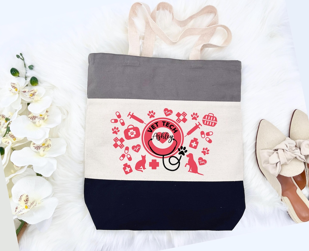 Custom Vet Tech Tote Bag, Vet Tech Tote Bag, Personalized Vet Tech Bag ...