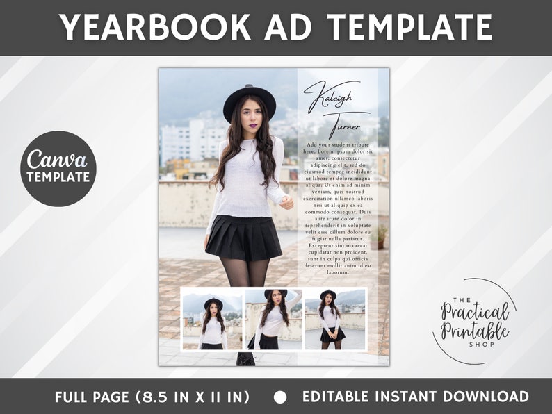 FULL PAGE YEARBOOK Ad | Editable Canva Template | Grad Tribute ...