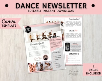 DANCE STUDIO NEWSLETTER Editable Canva Template | Dance School Email ...
