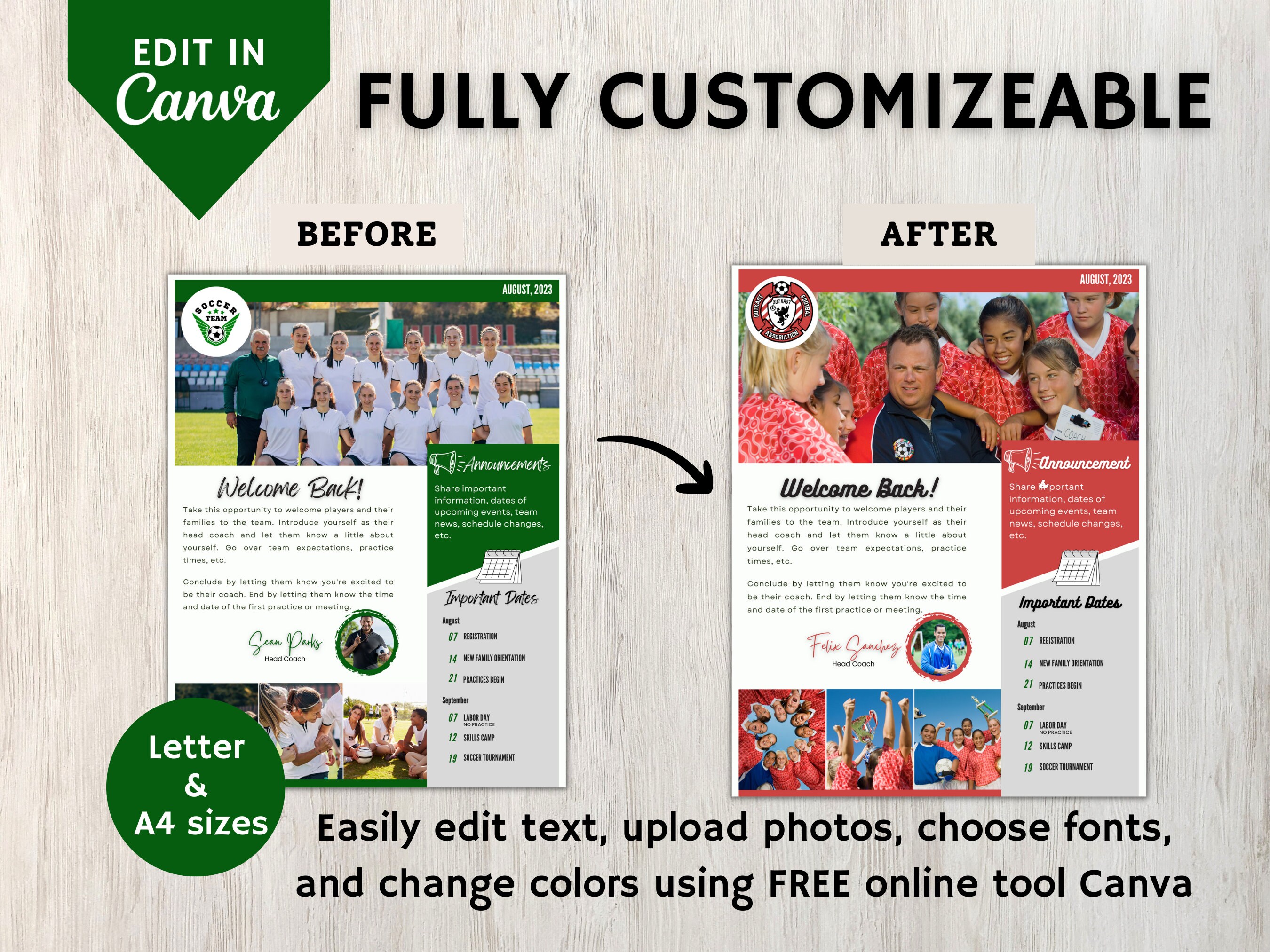 SOCCER NEWSLETTER Editable Canva Template | Soccer Team Email | Soccer ...