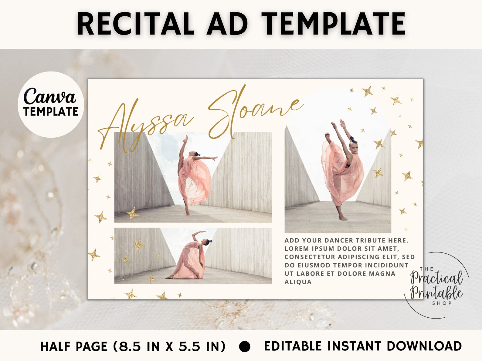 DANCE RECITAL AD Editable Canva Template | Recital Program Ad | Dancer ...