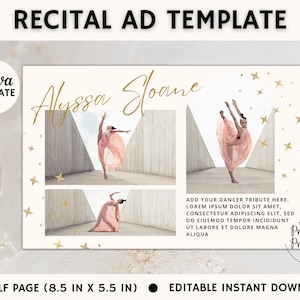DANCE RECITAL AD Editable Canva Template | Recital Program Ad | Dancer ...