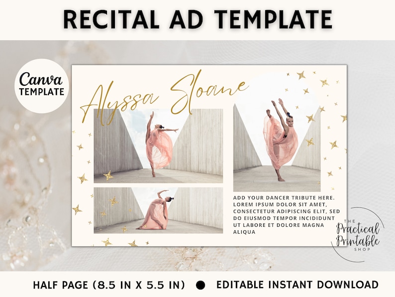 DANCE RECITAL AD Editable Canva Template | Recital Program Ad | Dancer ...