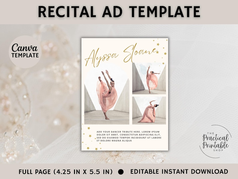 DANCE RECITAL AD Editable Canva Template | Recital Program Ad | Dancer ...