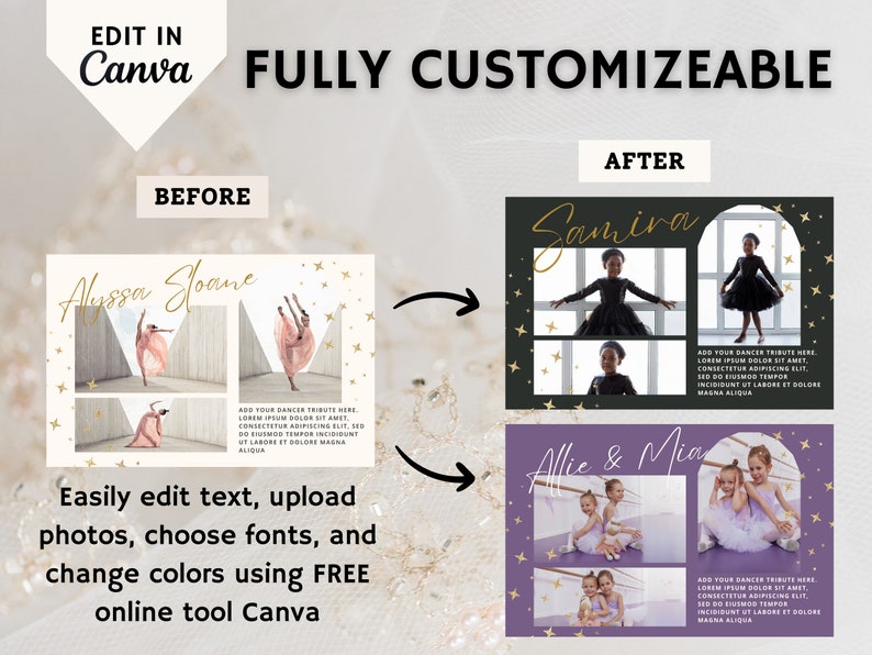 DANCE RECITAL AD Editable Canva Template | Recital Program Ad | Dancer ...