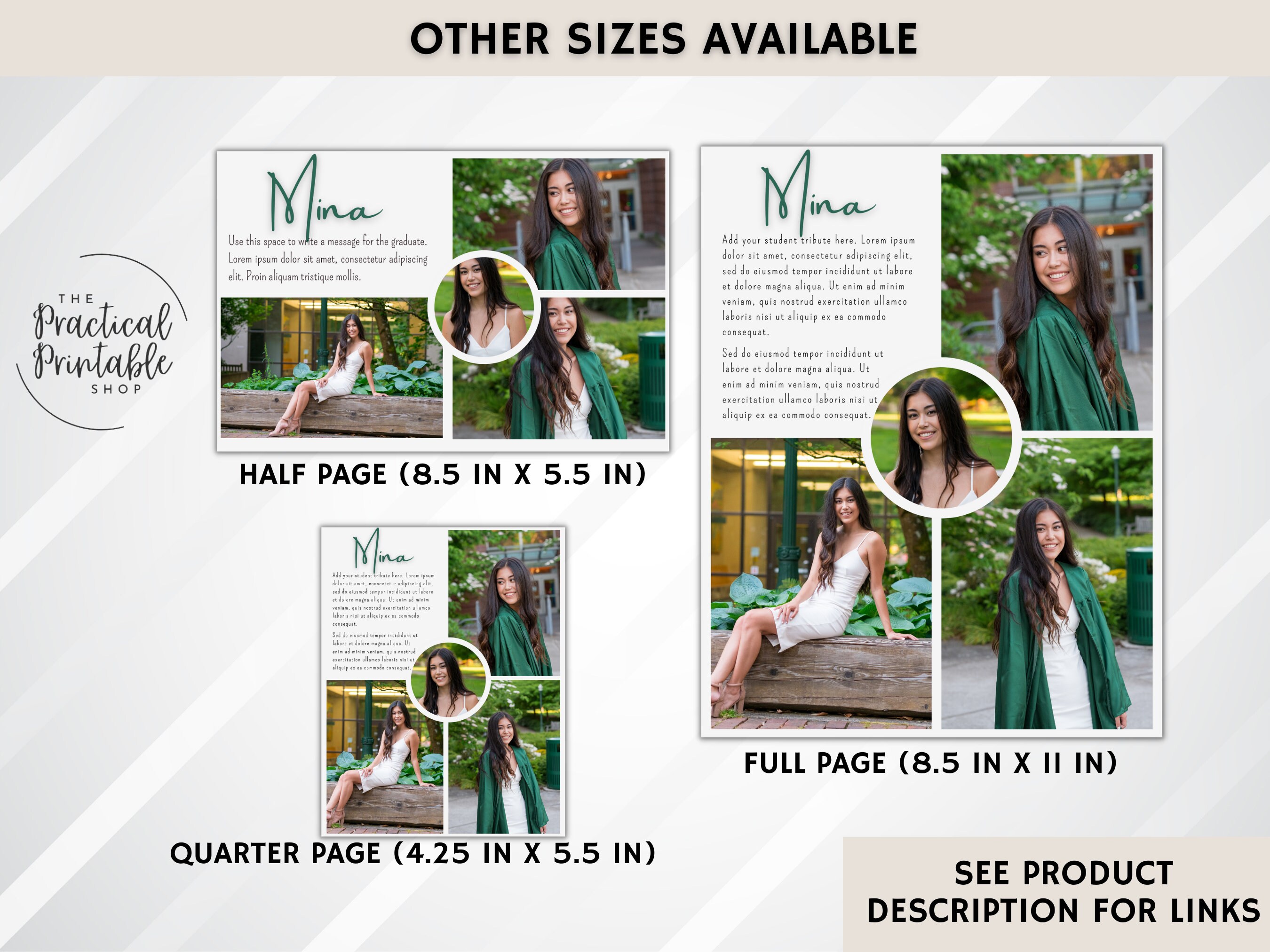 QUARTER PAGE YEARBOOK Ad | Editable Canva Template | Grad Tribute ...